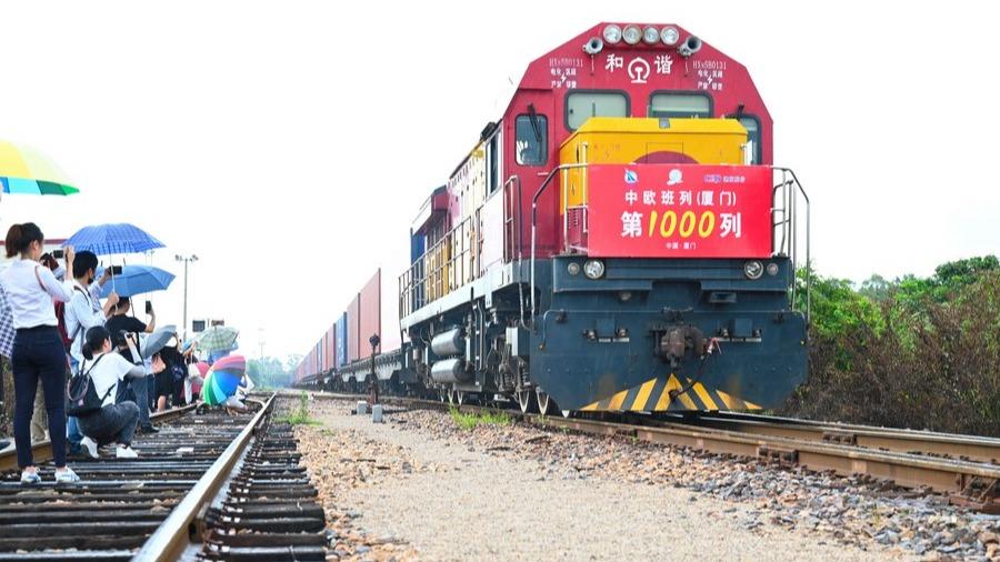 China's Xiamen posts 1,000 China-Europe freight train trips_英语频道_央视网 ...